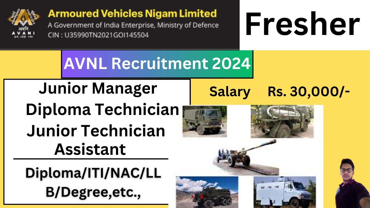 AVNL Avadi Recruitment 2024 | Apply Offline for 271 Technician ...