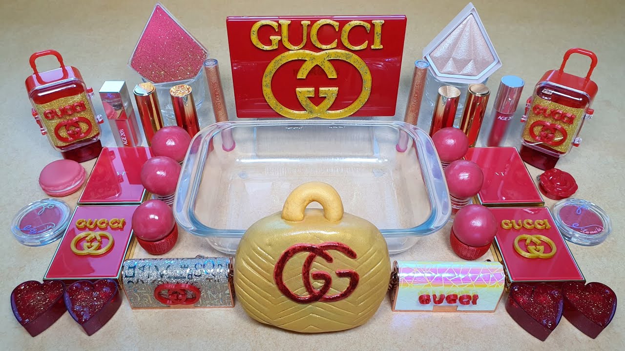 Gucci SLIME with 3D Printing ♥Mixing Red VS Gold Eyeshadow Makeup ...