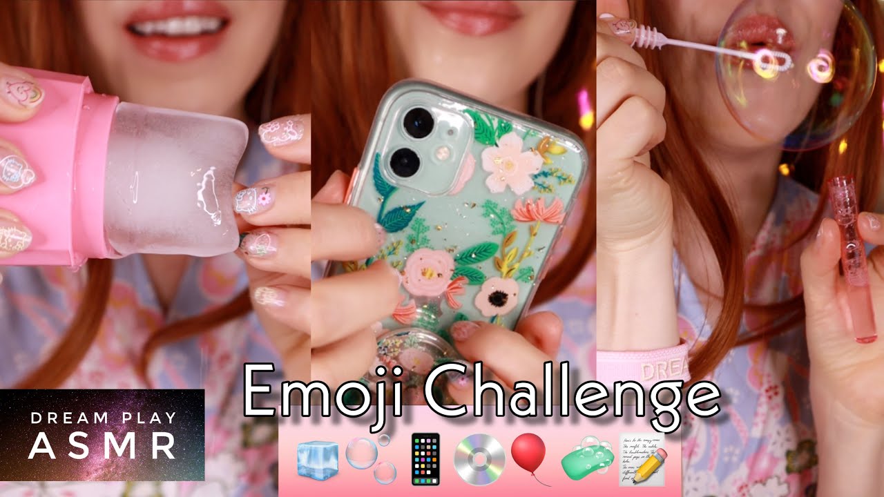 ★1min ASMR★#Dreamer #EmojiChallenge No.3 🧊🫧📱💿🎈🧼📝| Dream Play ASMR - YouTube