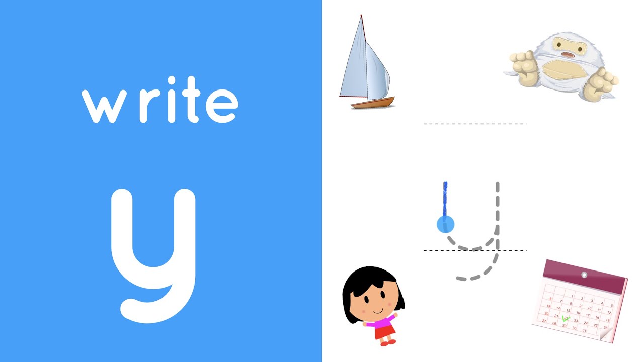 Letter Y | Write lowercase letter Y | Phonics alphabet writing lesson ...