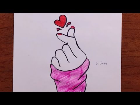 BTS - Kore El Çizimi Kalpli - Saranghae nasıl çizilir?