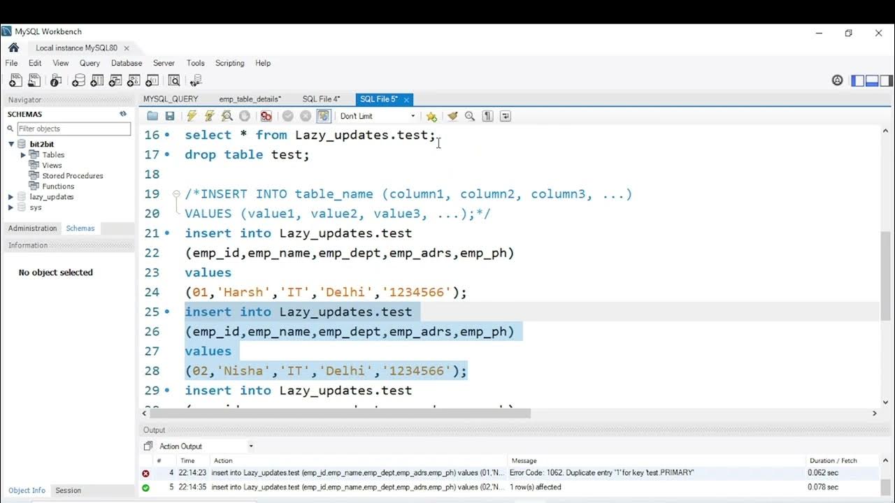 How To In Insert Record In Table Using Mysql Workbench Youtube