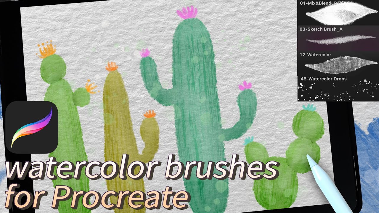 🌵[Procreate] Draw with Cactus Procreate Watercolor Brushes 🍀Tutorial🌱 ...