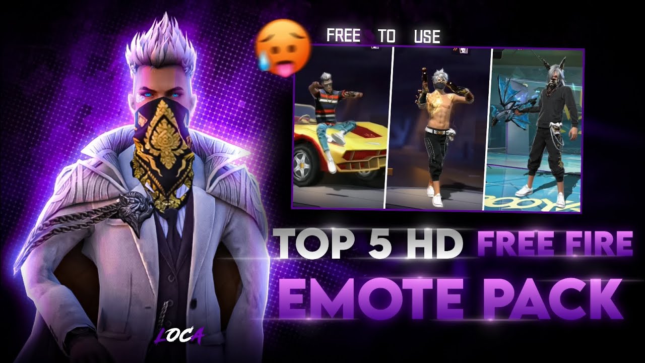 TOP 5 HD EMOTE PACK FOR FF EDIT 🌝 || COPYRIGHT FREE TO USE || LINK IN ...