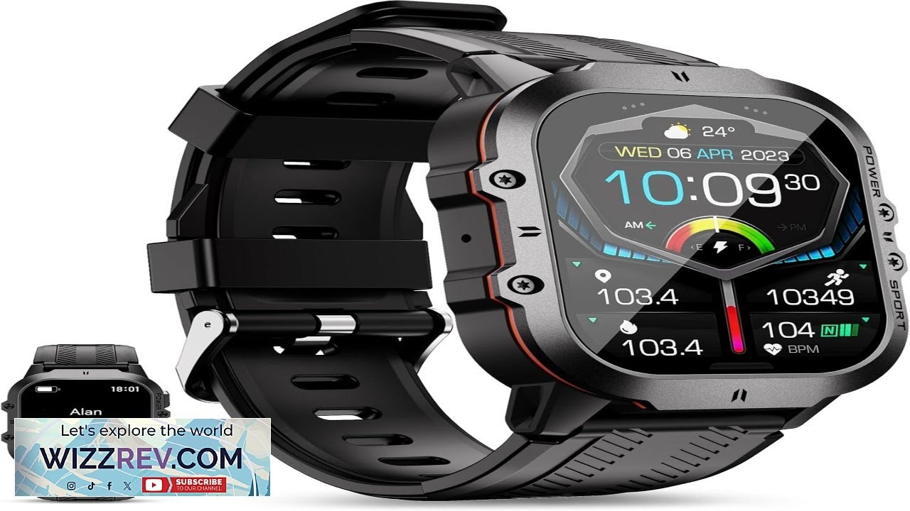 OUKITEL BT20 Military Smart Watch for Men 1.96 Inch AMOLED Outdoor ...