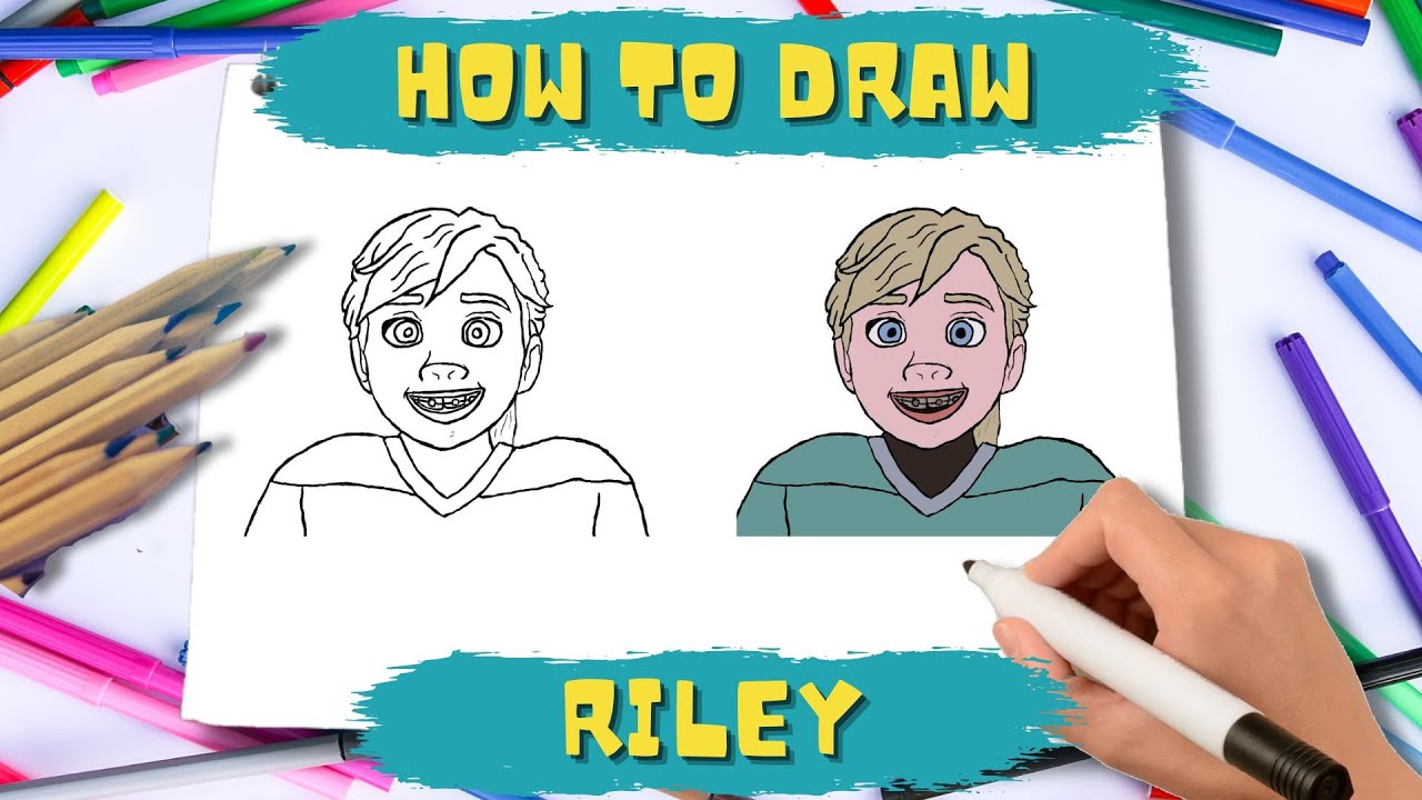 How to draw Riley | Inside Out 2 | Step by Step - YouTube