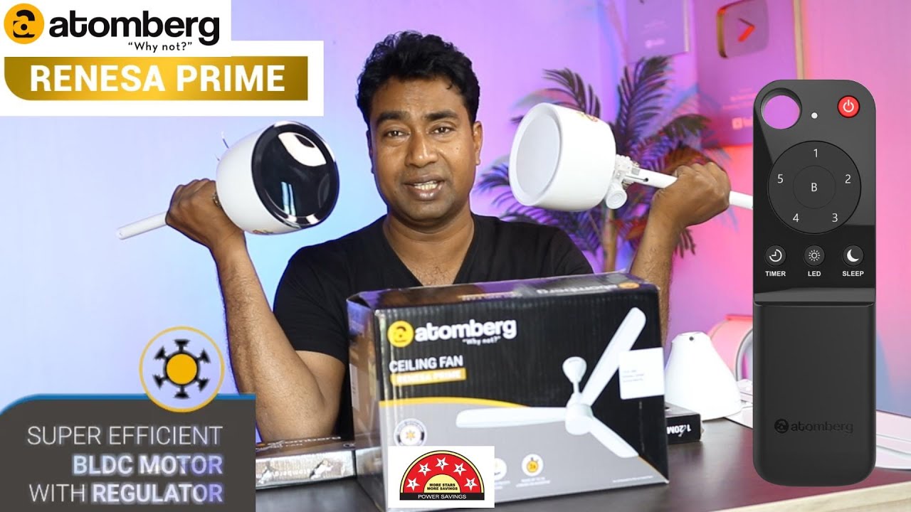 Atomberg Renesa Prime || Smart BLDC Celling Fan with Remote & LED Light ...