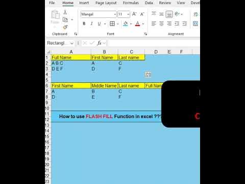 How to use FLASH FILL Function in Excel? हिंदी में #msexcelsolutions #flashfill #excelformulas ...
