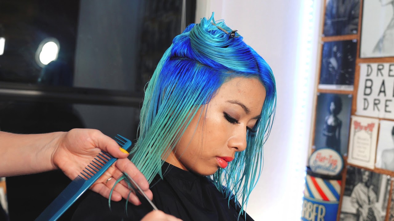 Electric blue cut & color collaboration by BEX - YouTube