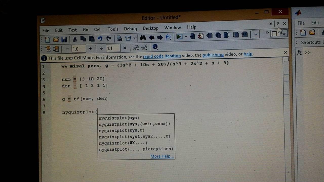 NYQUIST PLOT Menggunakan Matlab (kelompok 5) - YouTube