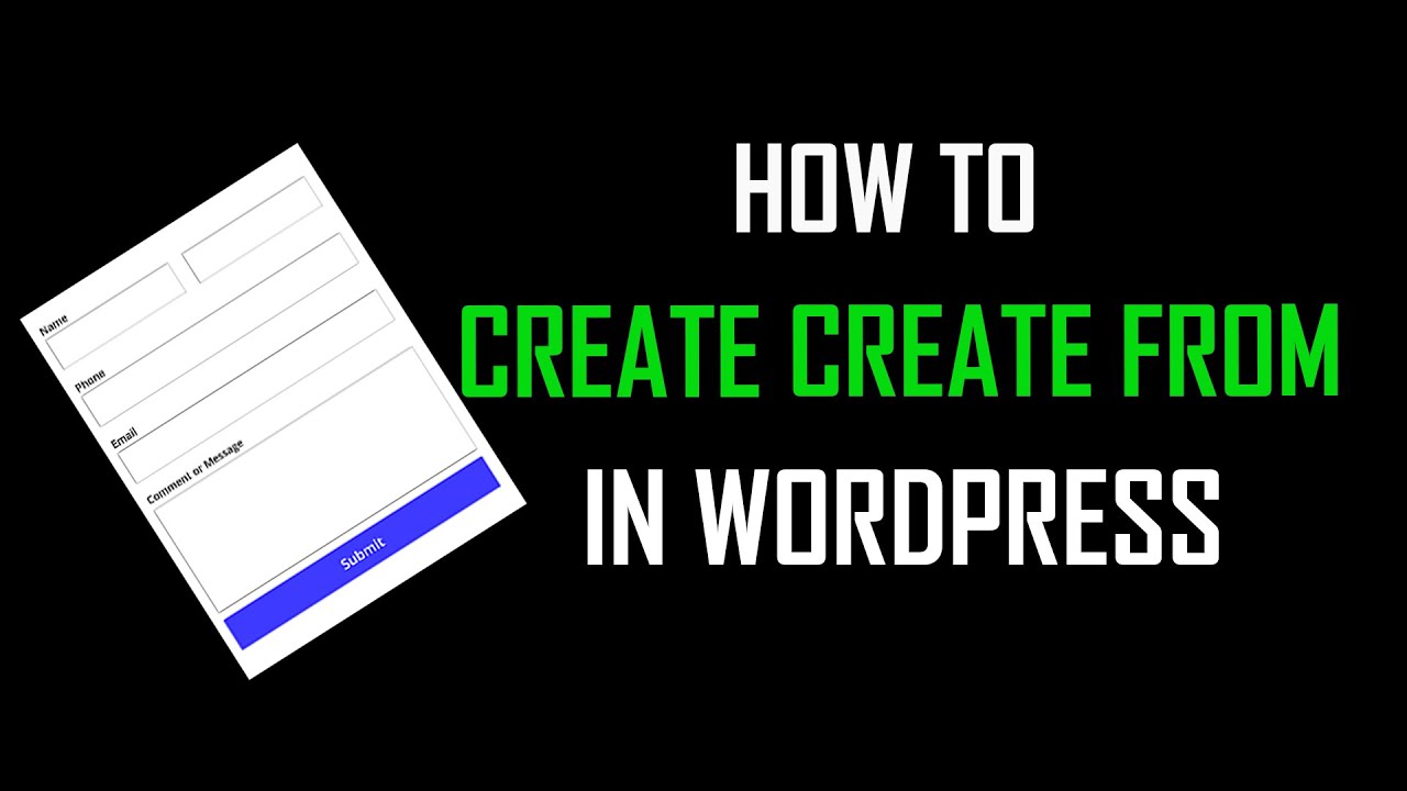 How To Create Contact Form In Wordpress Wordpress Tutorial For 3905