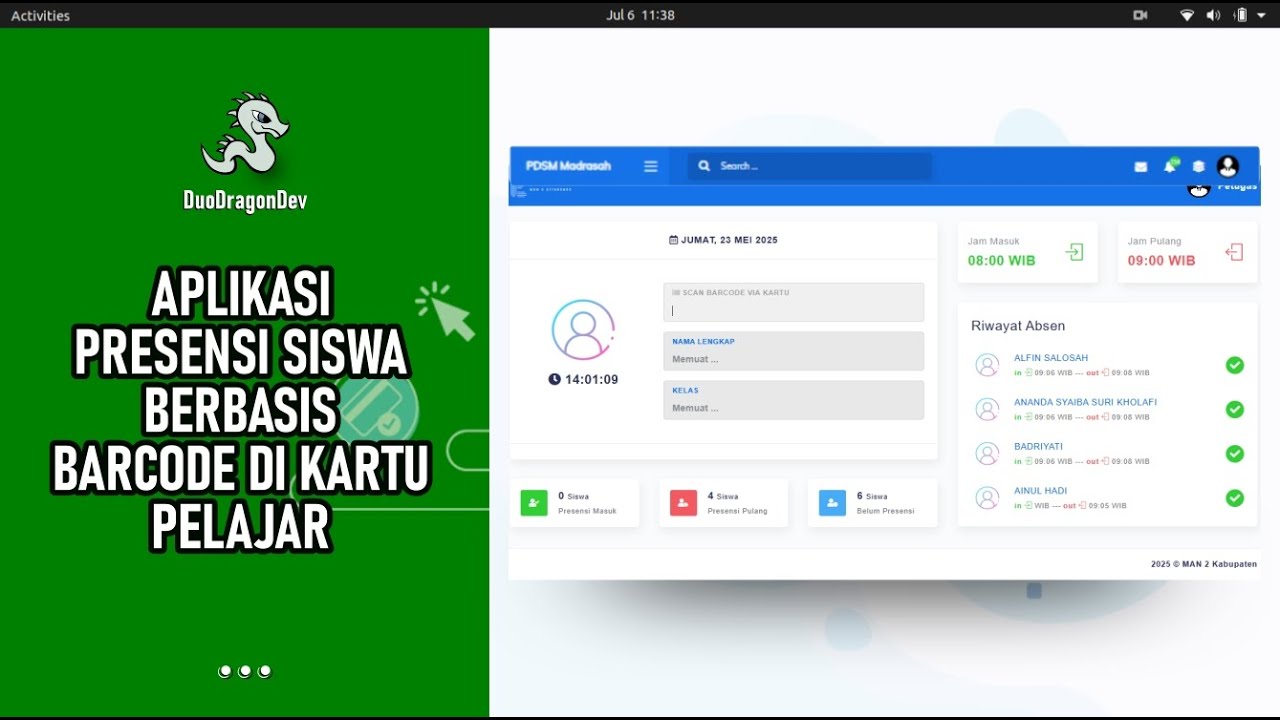 APLIKASI PRESENSI SISWA DENGAN BARCODE KARTU PELAJAR - YouTube