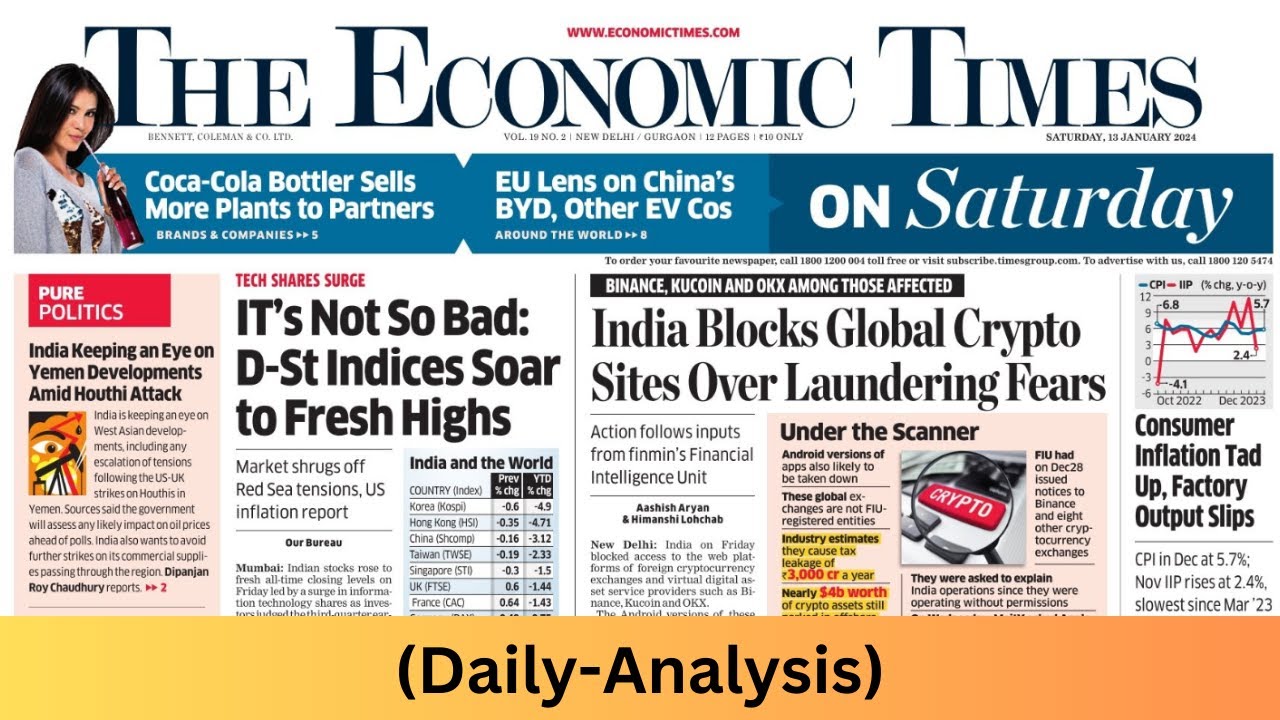 [Economic Times Analysis] 13 Jan 2024 Analysis of The Economic Times ...