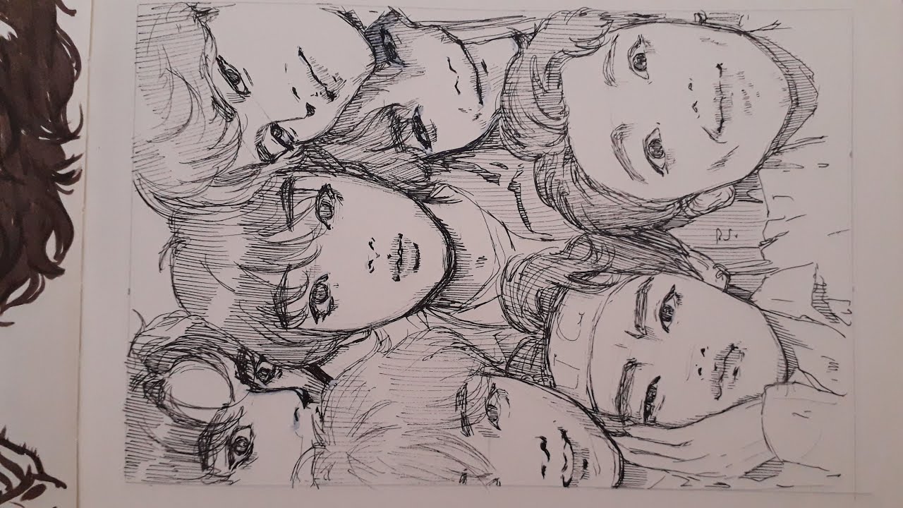 [ Real Time ] BTS OT7 pen drawing - YouTube