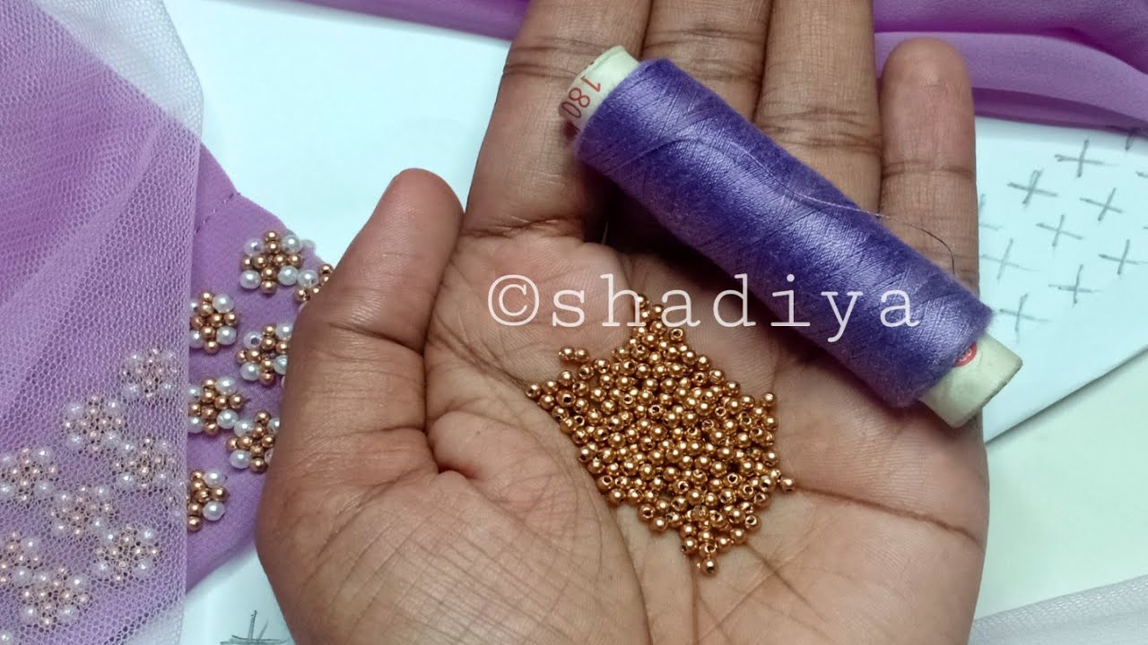 Very easy beadwork embroidery|തുടക്കകാർക്ക് നോർമൽ നീഡിലിൽ ഒരു beadwork ...