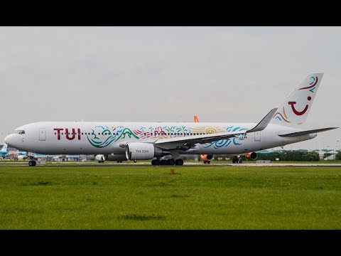 Fokker + Tarom retro + TUI B767 line-up and Take-off. plane spotting at ...