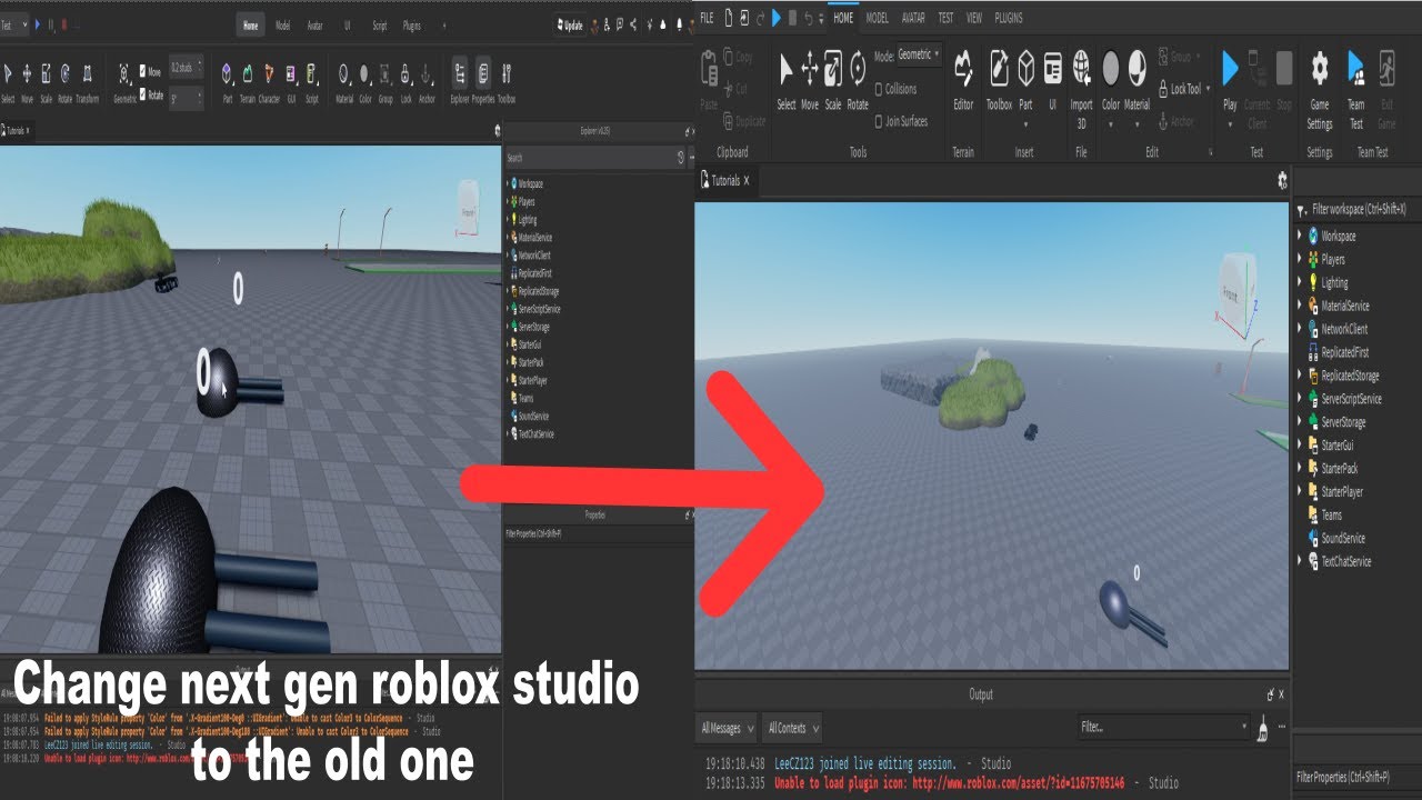 Change the new Next Gen Roblox studio to the old one - YouTube