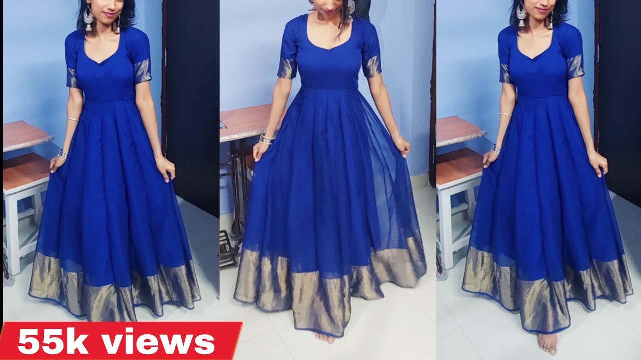 Saree se 16 kali wali gheredaar frok suit banaye || kali wali umbrella ...