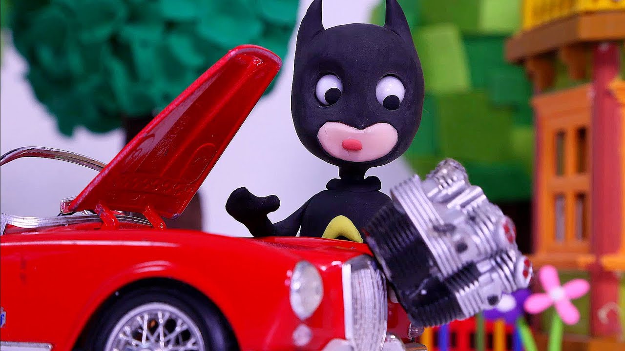 DibusYmas Superhero car Stop motion cartoon Play Doh - YouTube