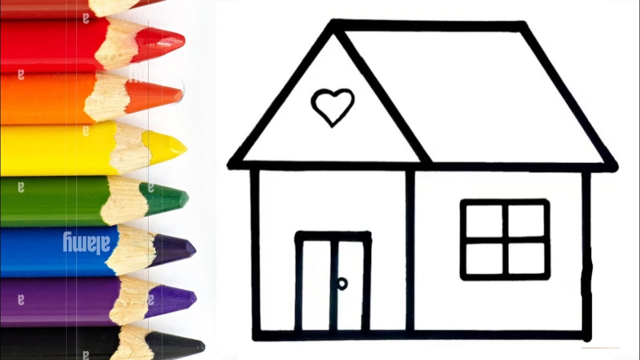 How to draw house||house drawing for kids||simple house drawing||simple ...