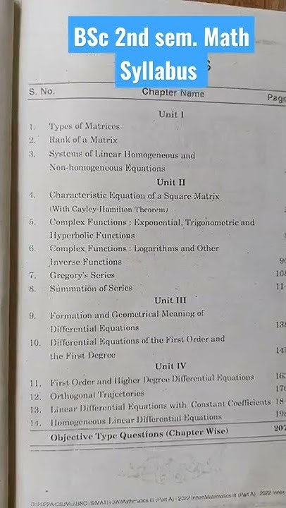 Bsc 2nd semester math Syllabus 2022 - YouTube