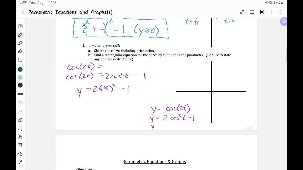 Graphing Parametric Equations and Eliminating the Parameter - YouTube