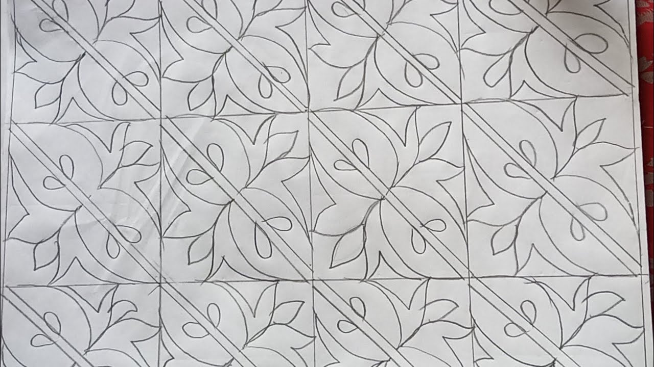 how to draw beautiful nokshi kantha design।। নকশিকাঁথার ডিজাইন।। New ...