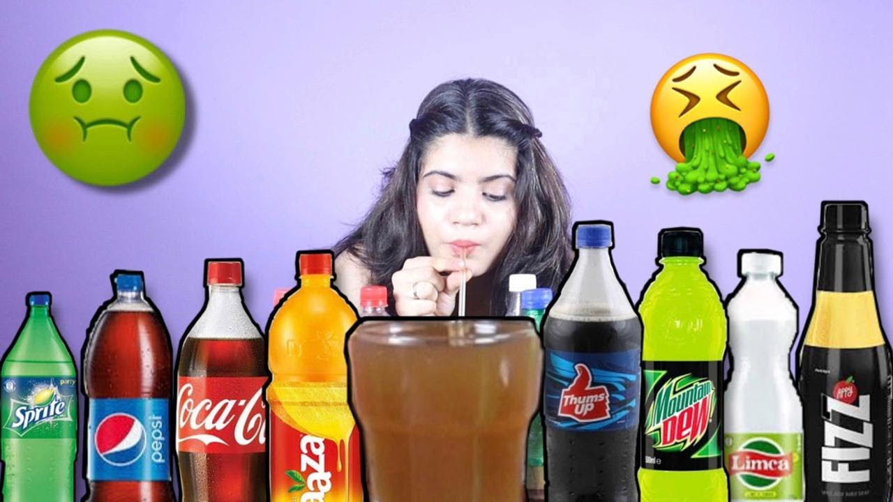 MIXING 9 DIFFERENT SODA TOGETHER AND DRINK IT *YEH KYA BNA DIYA* |NIBHA ...