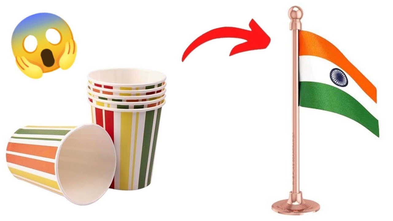 How to make indian flag / Diy indian flag/Paper cup indian flag making ...