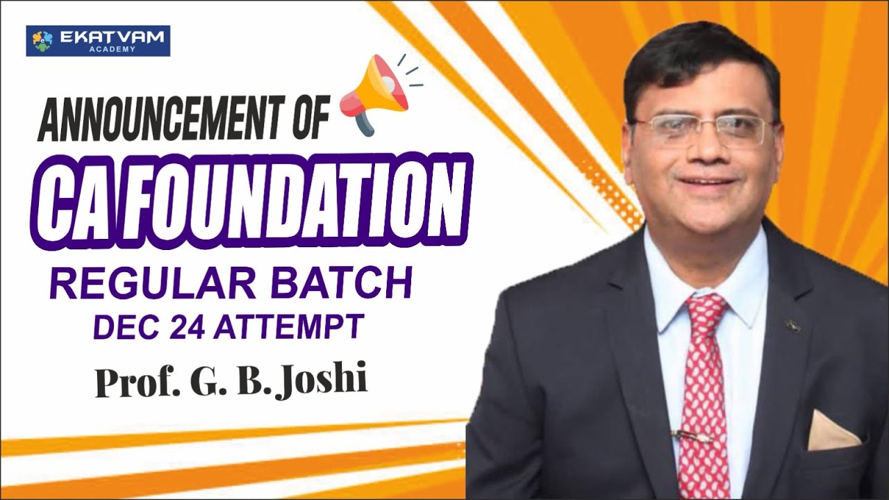 📚 CA Foundation New Batch Starting From 01 April 2024 For Dec 24 Exam ...