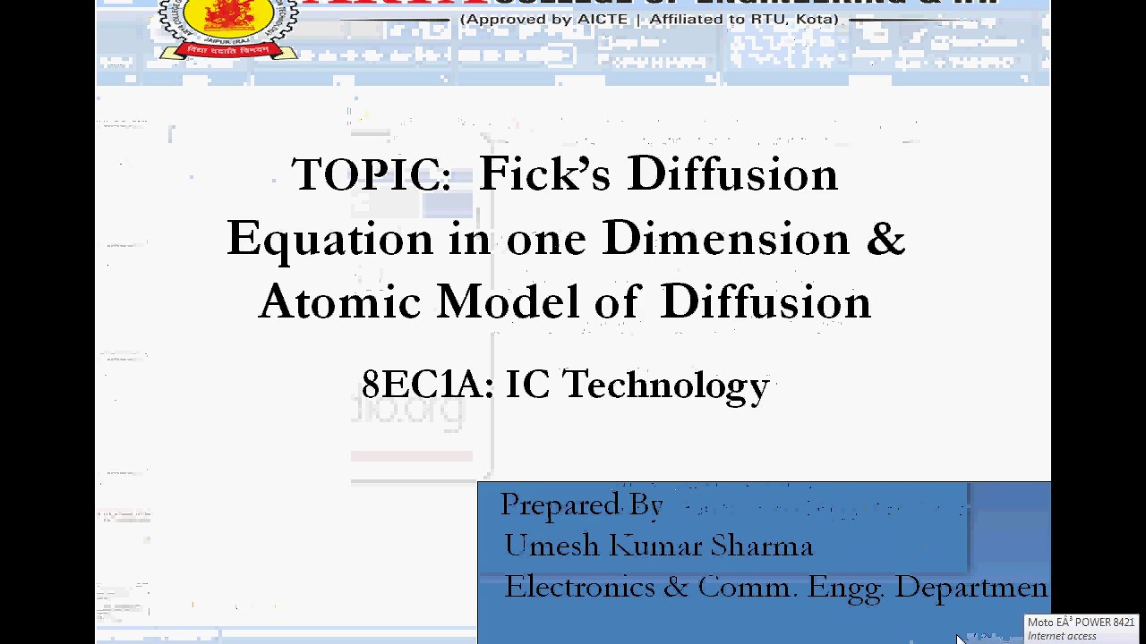 Fick’s Diffusion Equation in one Dimension & Atomic Model of Diffusion ...