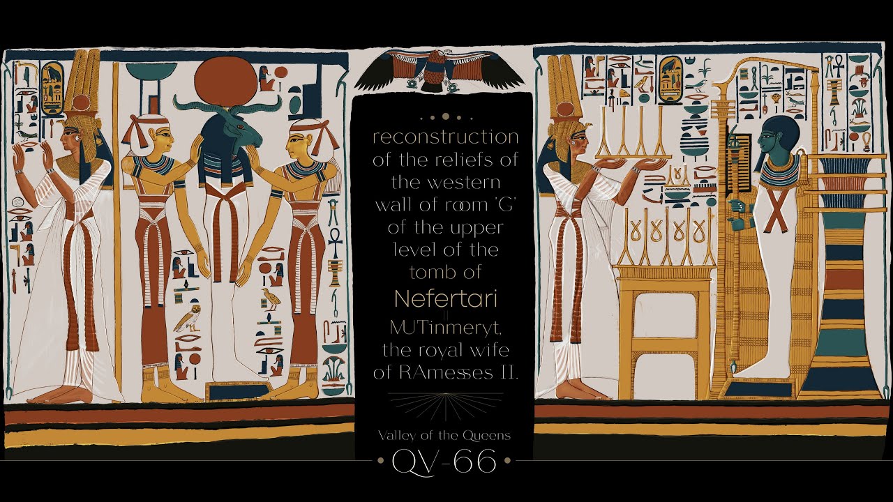 reconstruction of a painted bas-relief from the tomb of Nefertari, the ...