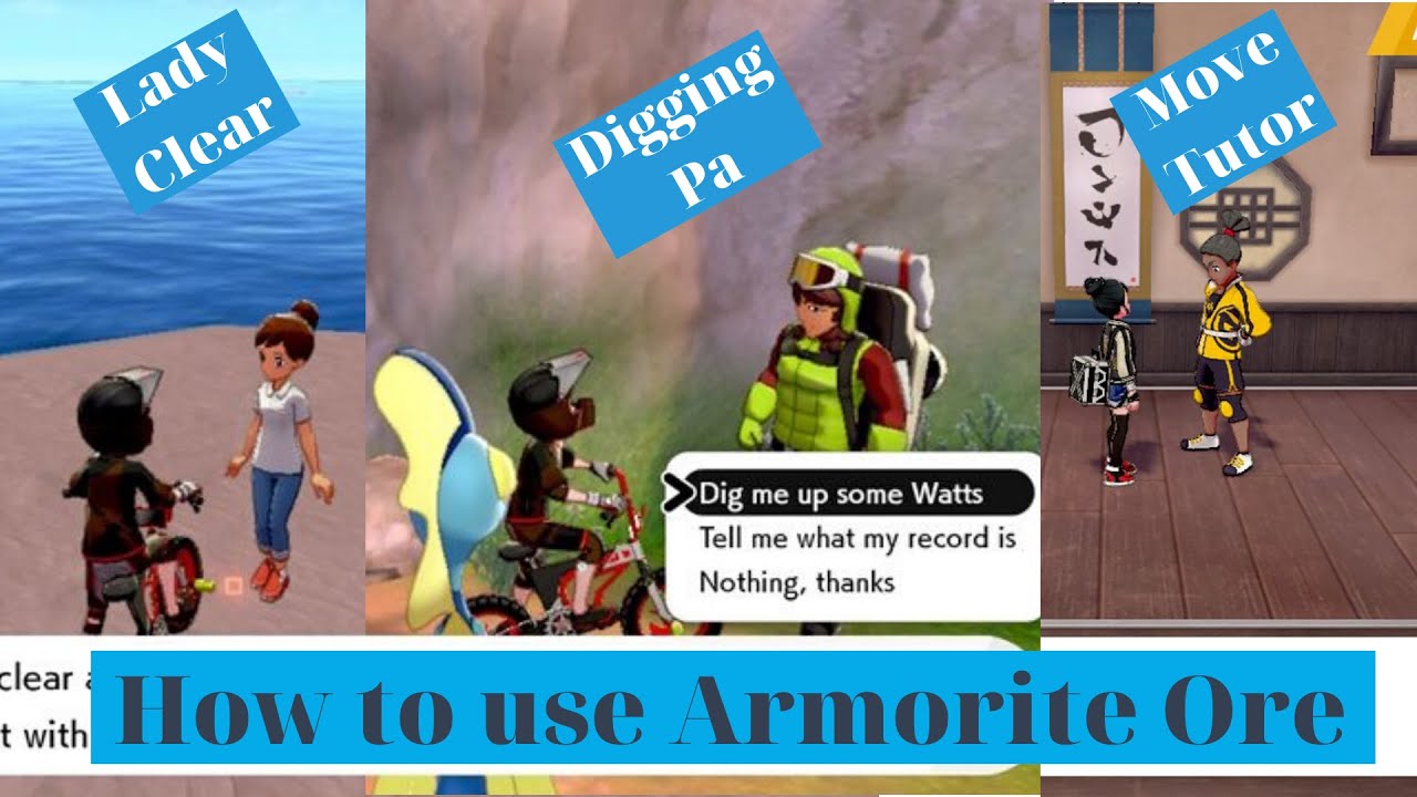 How to use armorite ore on Isle of Armor (Digging Pa, Lady Clear, Move ...