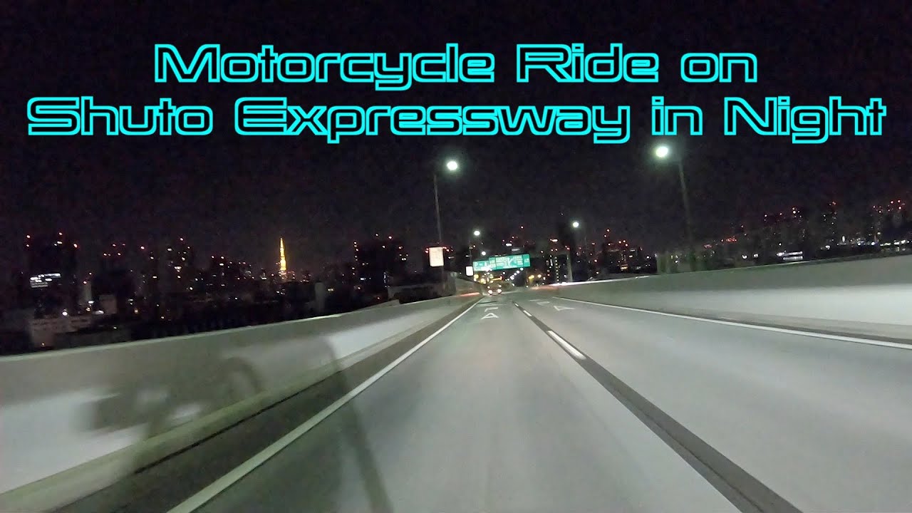 Motorcycle Ride on Shuto Expressway in Night (Route B, C1, No.1, No.5 ...