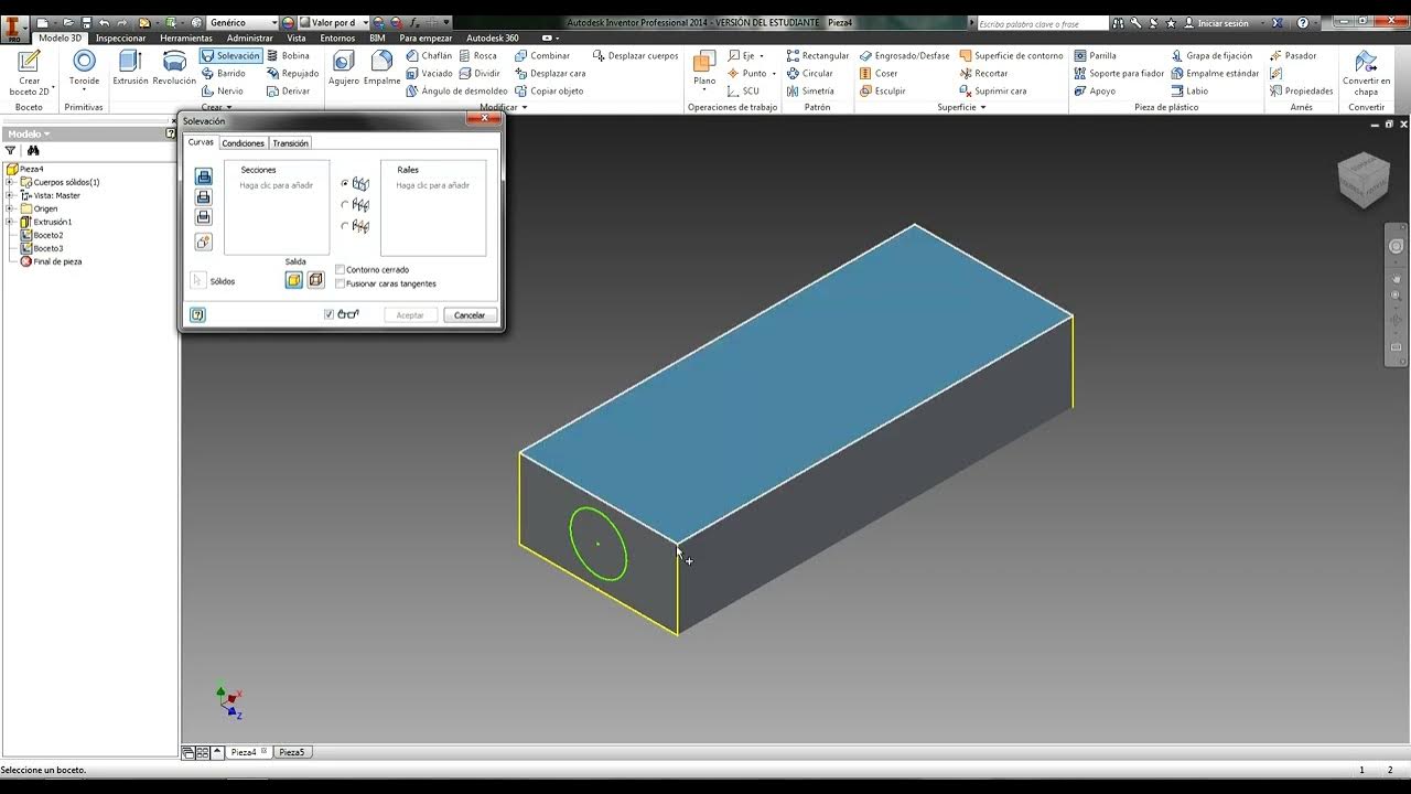 014 Autodesk Inventor, MODELADO 3D EXTRUSIÓN, REVOLUCIÓN Y SOLEVACIÓN - YouTube