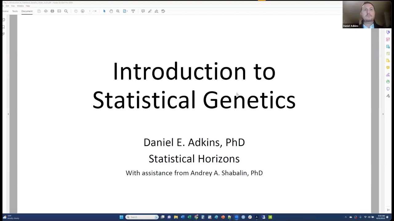 Statistical Genetics: Foundations for Genomic Data Analysis with Daniel Adkins - YouTube