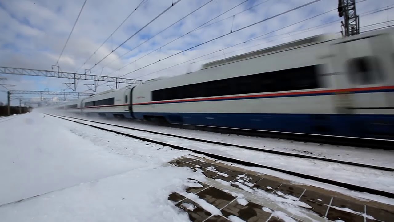 RZD EVS1 09, EVS1 10 Sapsan, test run with a multiple unit train ...