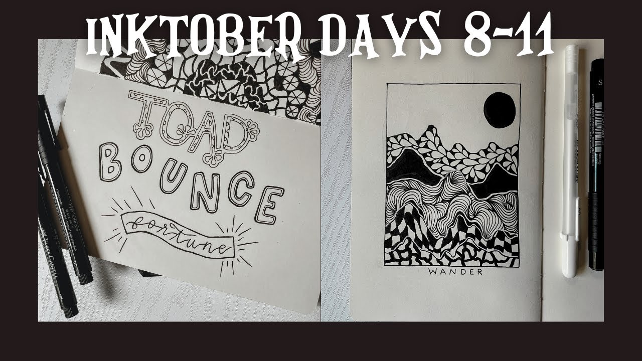 Draw with me as a pattern artist | Inktober: Days 8-11 | Hand lettering ...