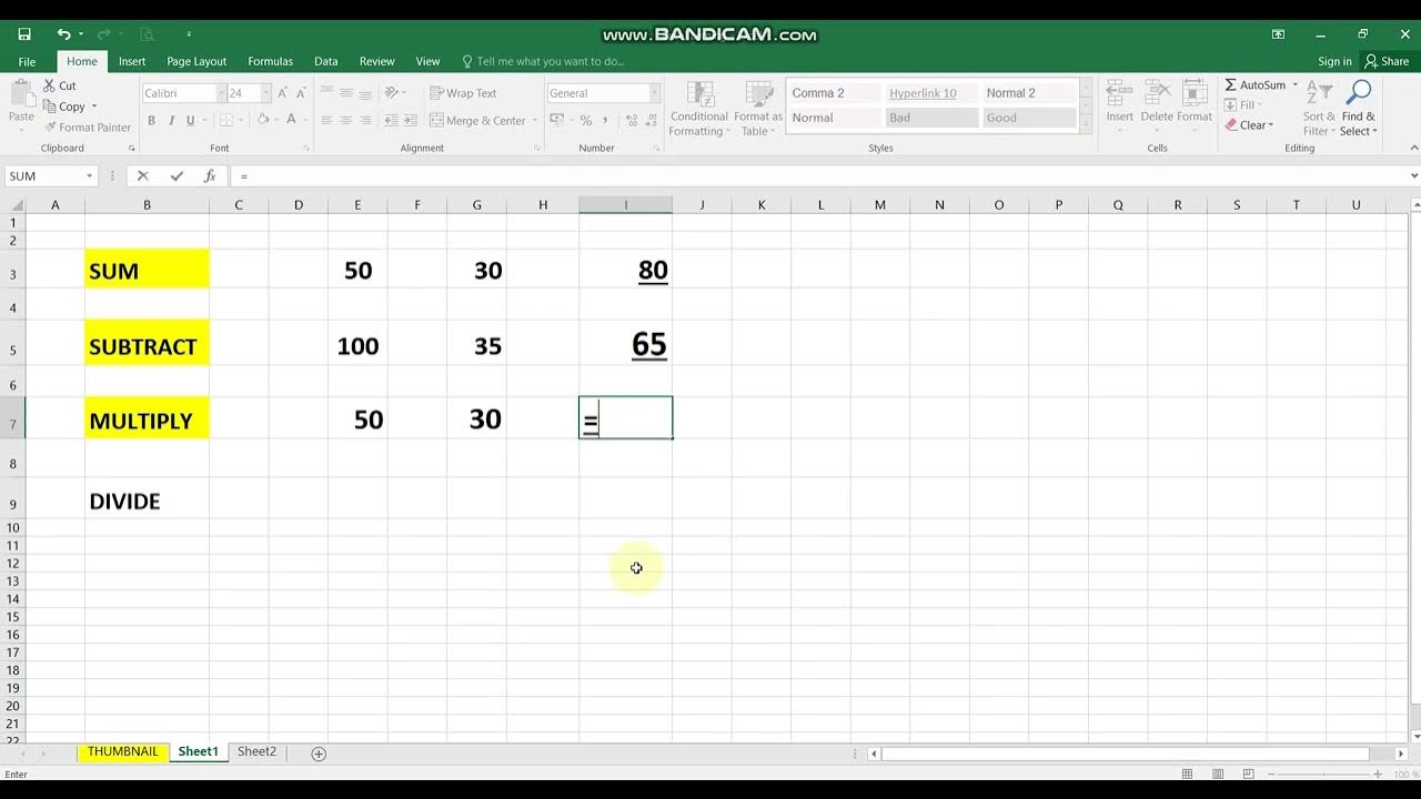 HOW TO MANUAL SUM, DIVIDE , SUBTRACT, MULTIPLY IN EXCEL @ QS.PK - YouTube