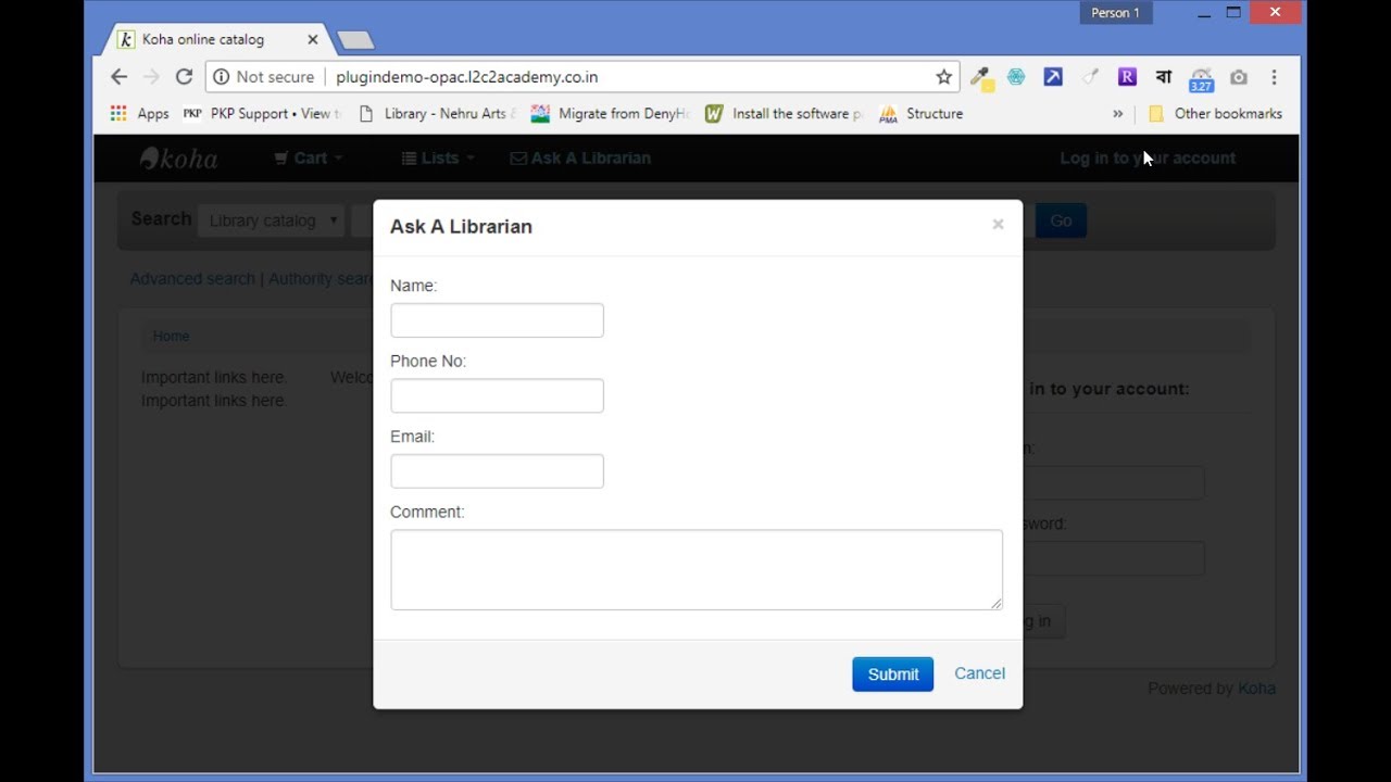 Introducing the 'AskALibrarian' Koha Plugin - YouTube