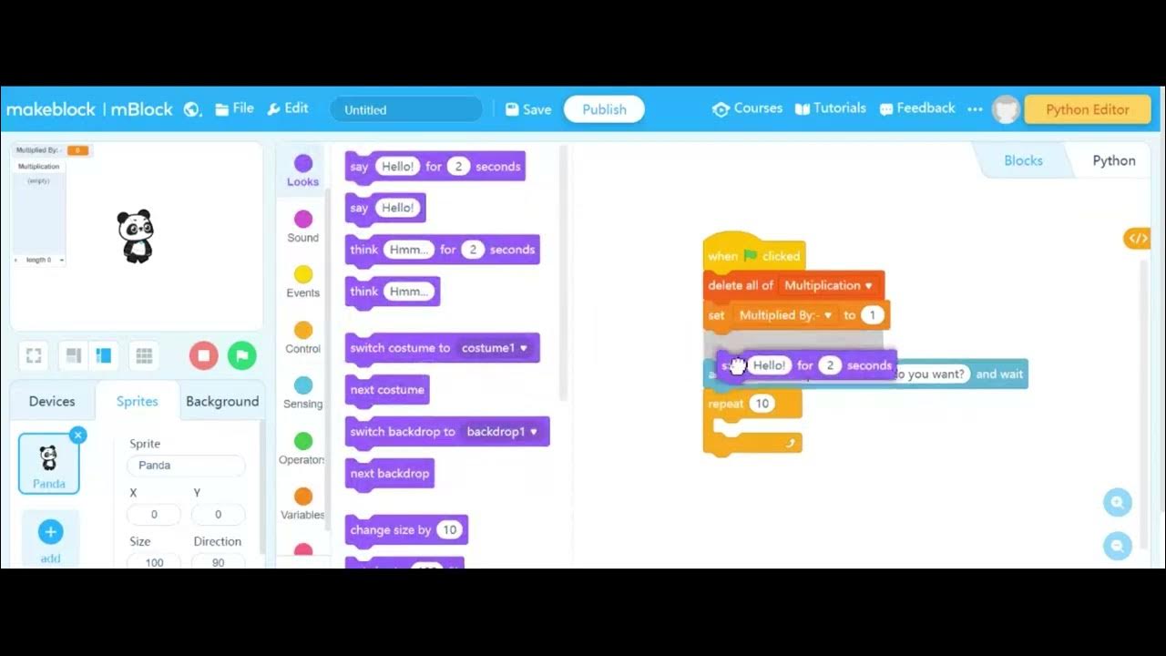 MULTIPLICATION CALCULATOR ON MBLOCK - YouTube