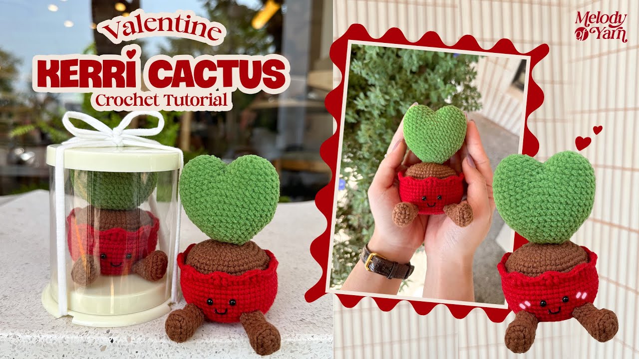 ENG SUB ️│Hướng dẫn móc chậu xương rồng trái tim Jelly Cat | Crochet ...