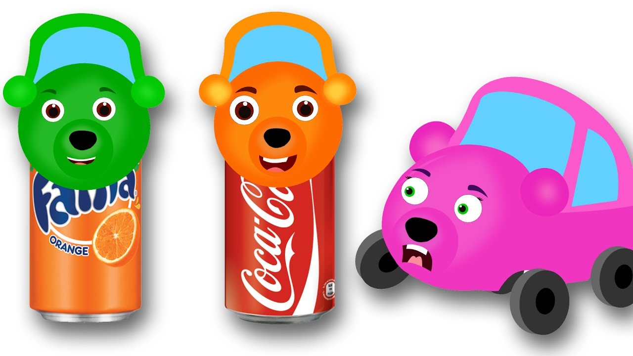 🚒 Bear Car Family Fanta! Coca Cola Pepsi Finger Family Nursery rhymes ...