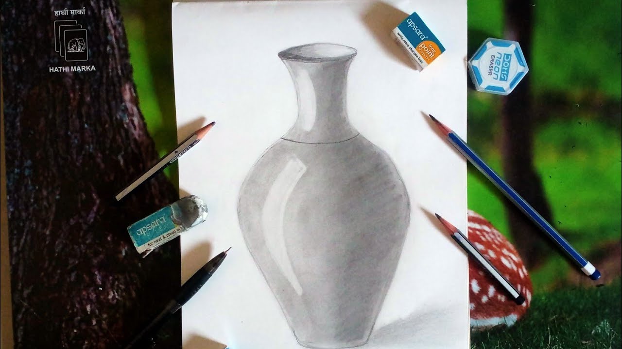 realistic still drawing (pot) | स्थिर चित्र कैसे निकाले 100% real🔥 ...