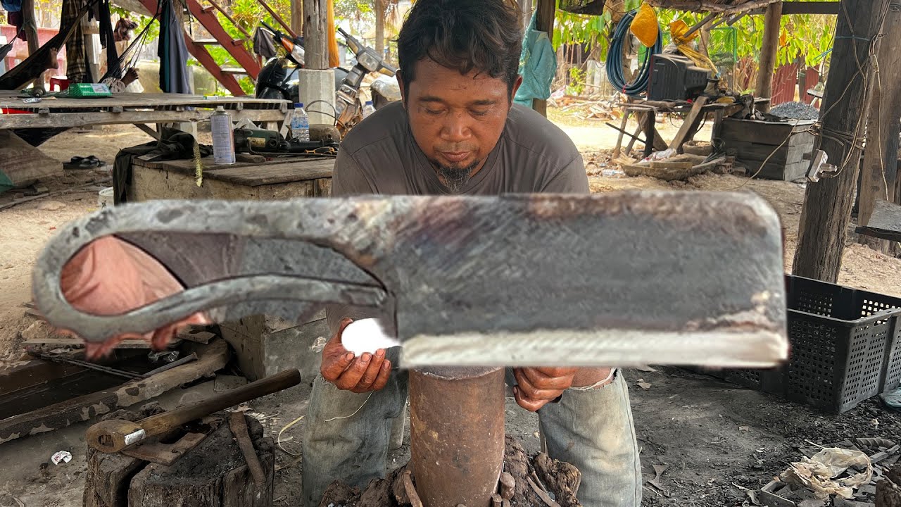Knife Making - Forging A Strange Cleaver From The Broken Steel - YouTube
