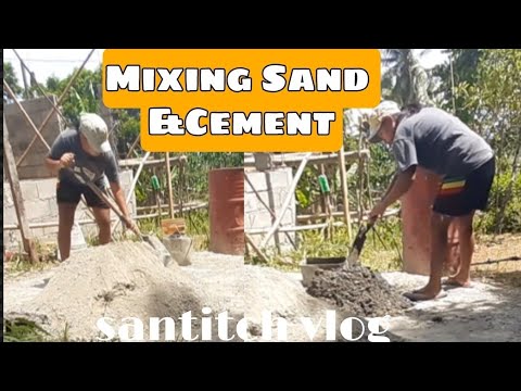 Mixing sand and cement for layering CHB (Asintada) | SANTITCH VLOG ...