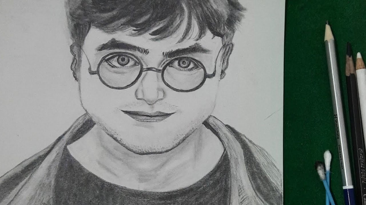 How to draw Harry Potter sketch // easy method....with easy shading ...