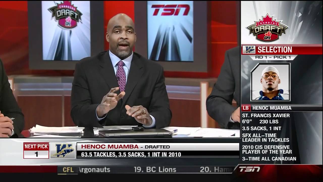 CFL 2011 Draft: 1st Overall Pick- Henoc Muamba - YouTube