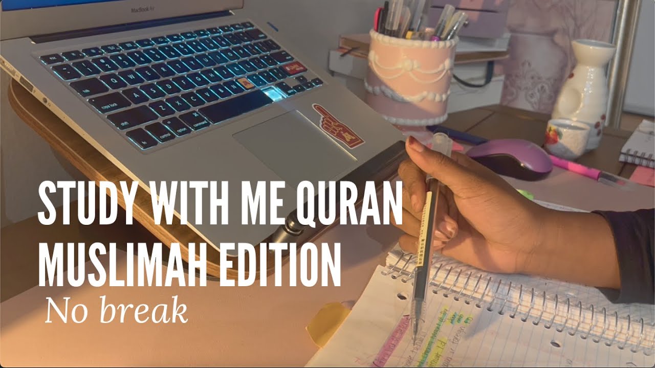 1 Hour Study With Me | 🌸 Muslimah Edition 🌸 | Quran Recitaion + Rain ...