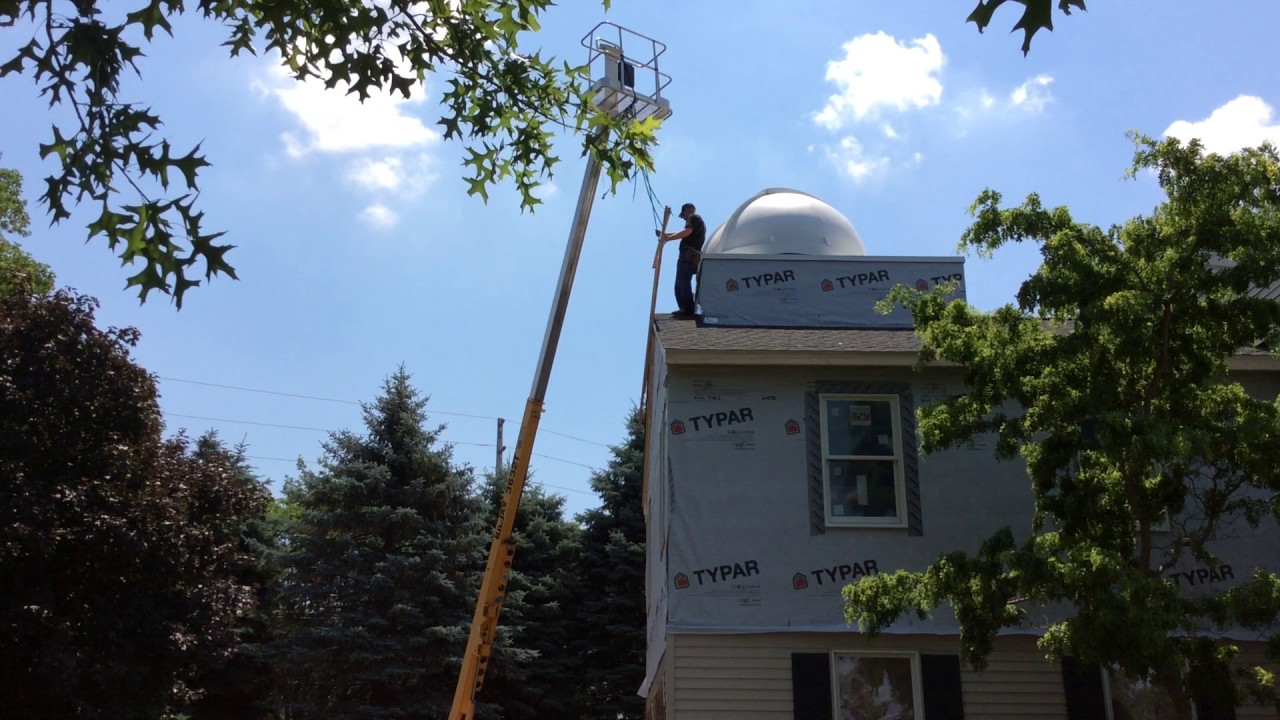 8 ft Explora Dome installation atop a garage observatory. Part 4 of 5 ...